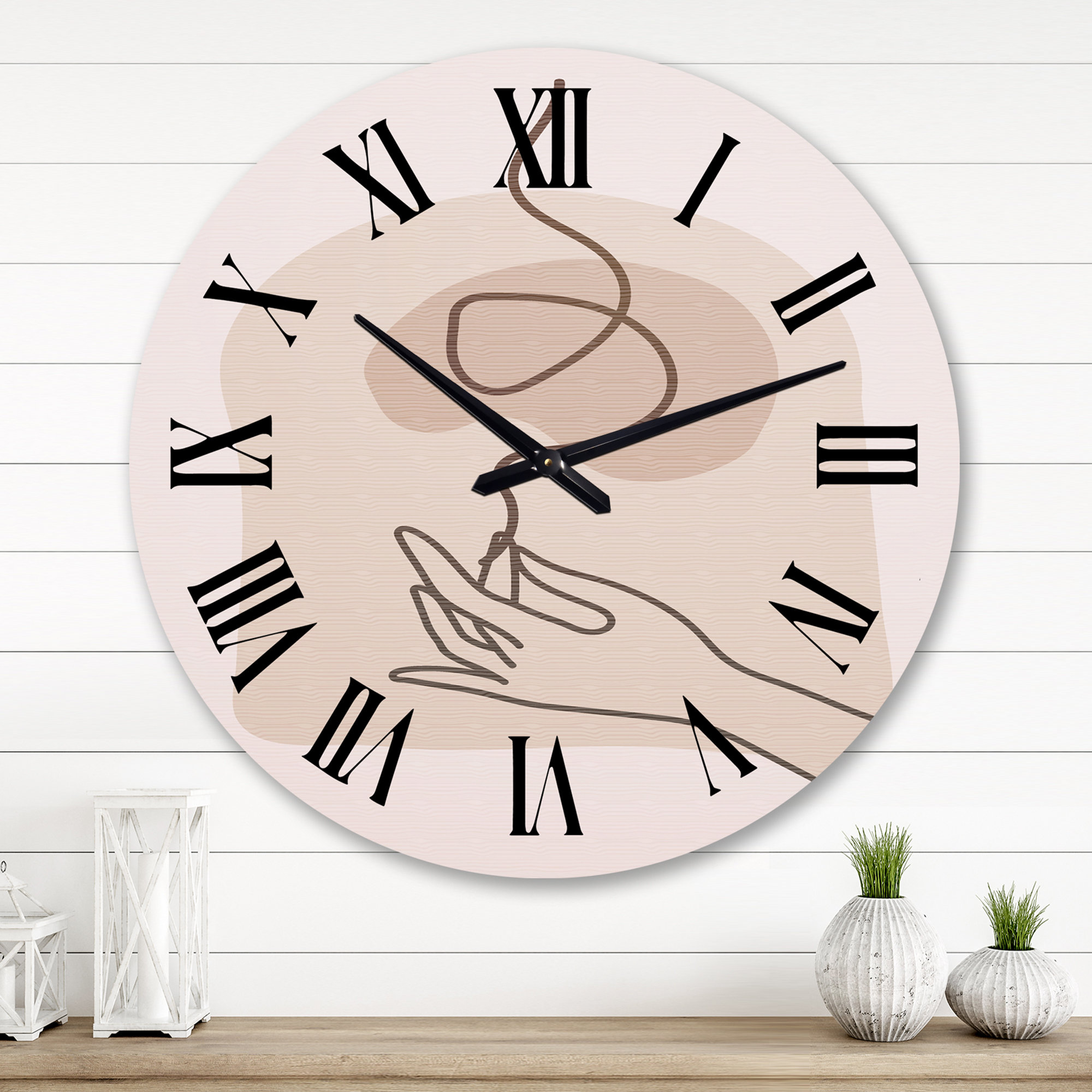 East Urban Home Boho Line Art In Shades Of I Wall Clock | Wayfair