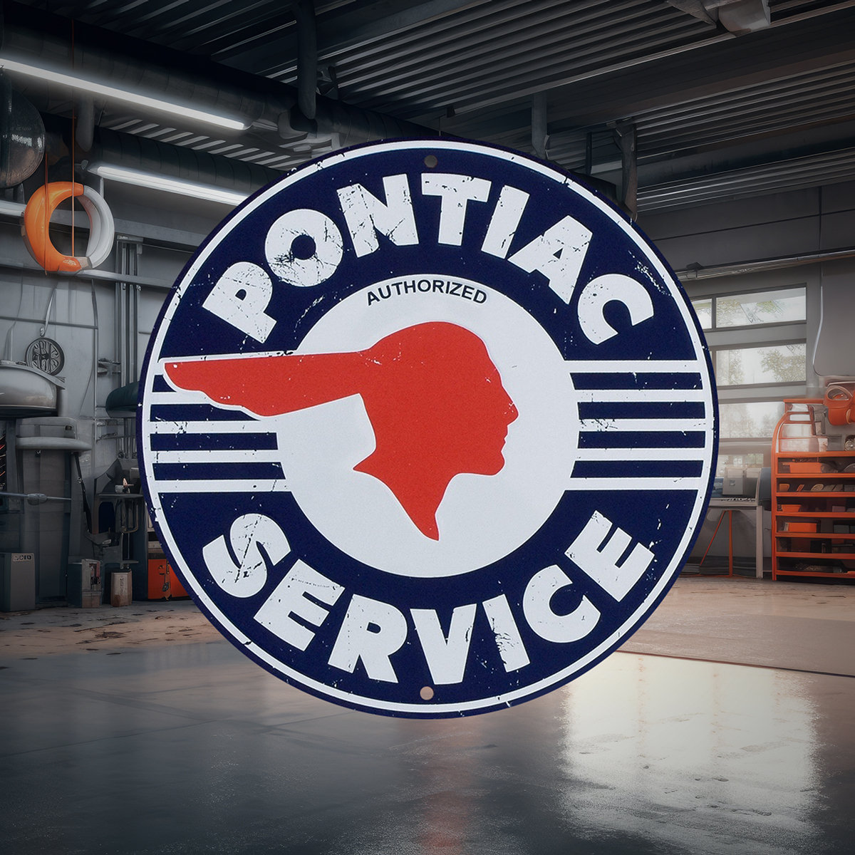 Trinx Metal Vintage Pontiac Service Sign Classic Muscle Car Garage Wall ...