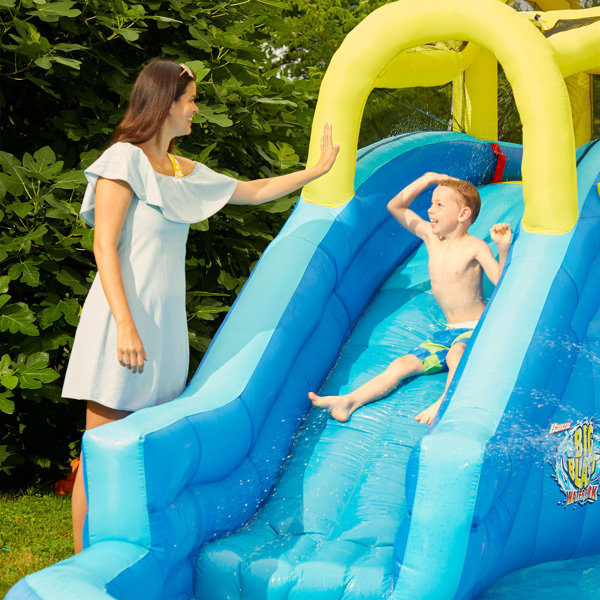Banzai Big Blast Inflatable Water Park w/ Climbing Wall, Ball Game ...