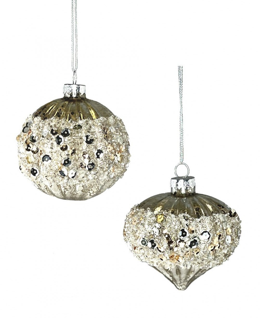 The Holiday Aisle® Set Of 2 Assorted Jeweled Look Glass Ornaments | Wayfair