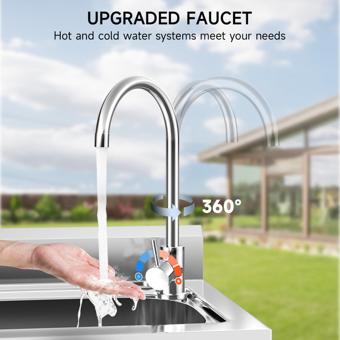 Domccy® 21.6'' L x 19.6'' W Silver Laundry Sink with Faucet | Wayfair