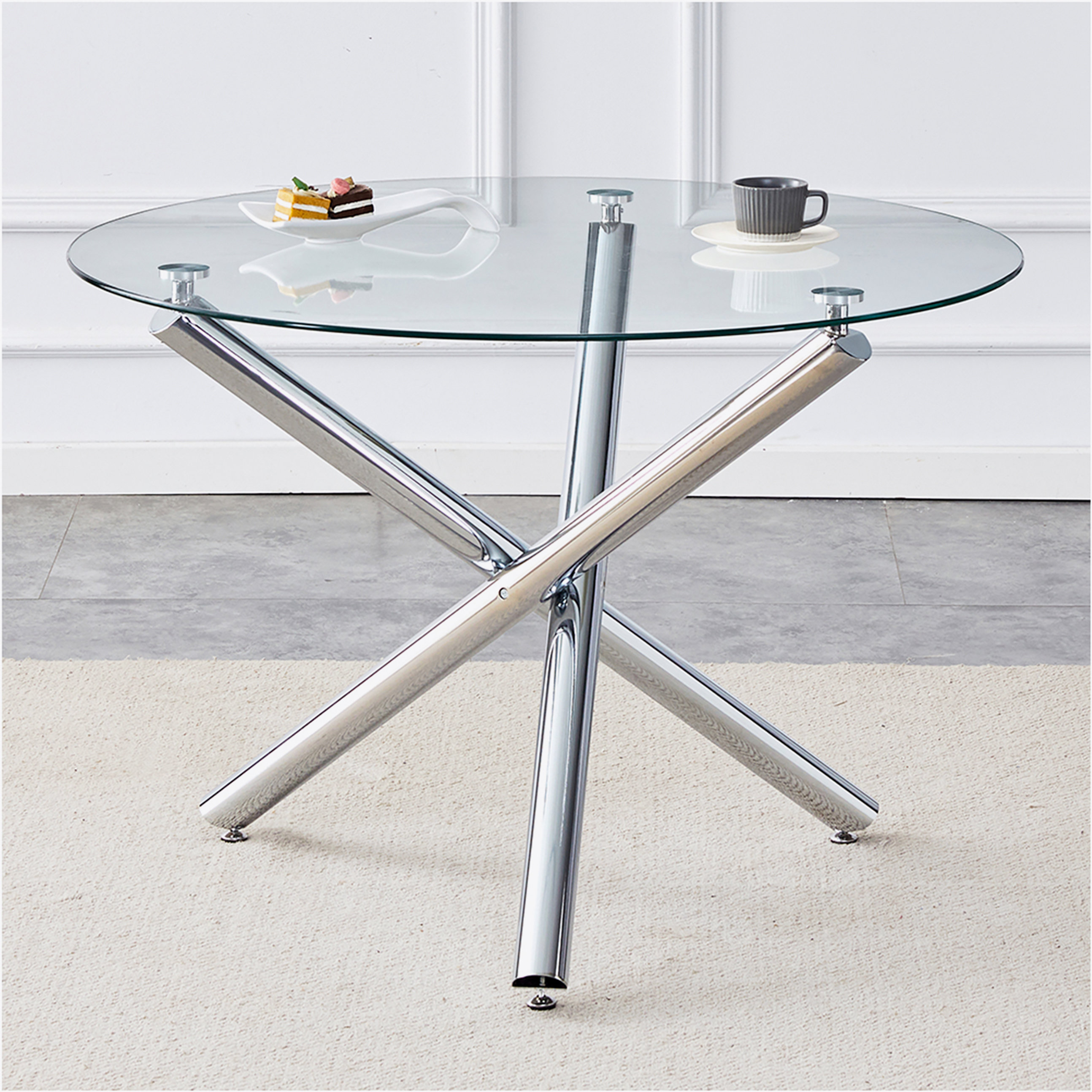 Wrought Studio™ glass round table.Modern and simple, stylish choice: A ...