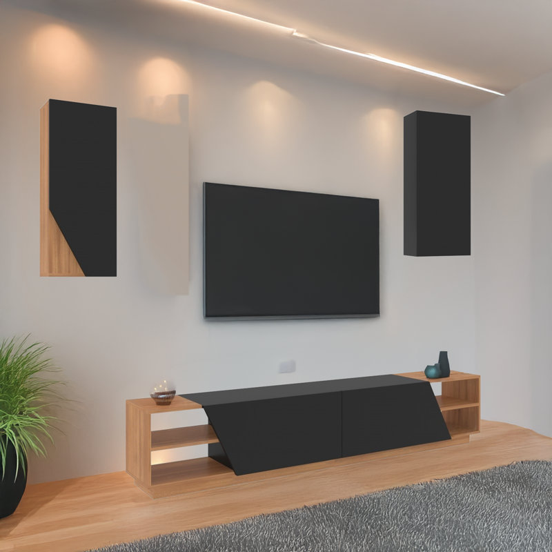 Hokku Designs Rectangle Tv Stand For Tvs Up To 88'' With 2 Cabinets And ...