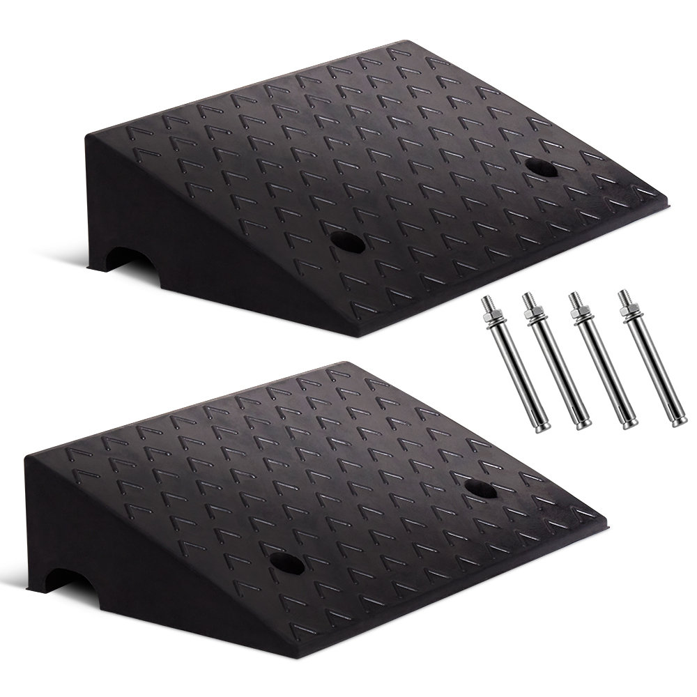 Kinbor 2 Pcs Driveway Curb Ramps, Rise Heavy Duty Threshold Rubber ...