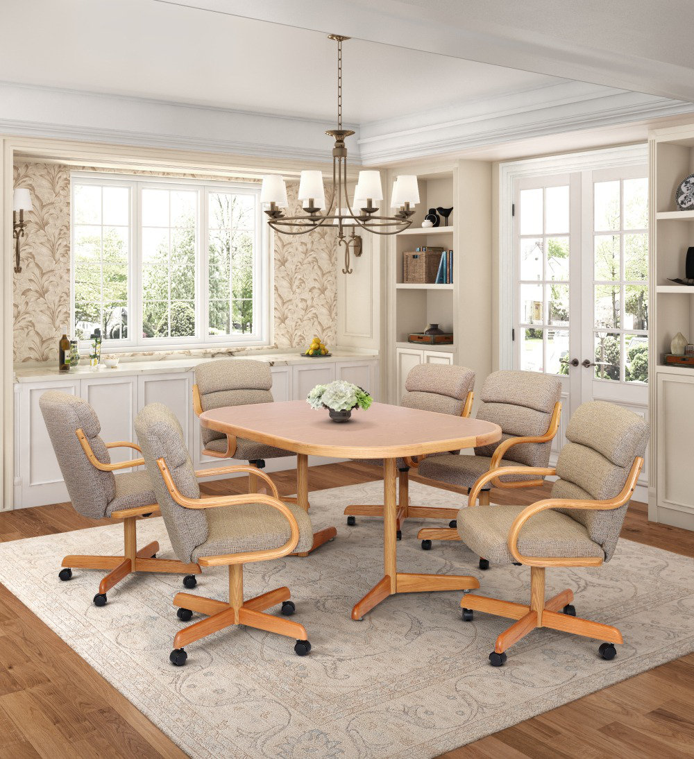 Caster Chair Company 7-Piece Extendable Double-Pedestal Caster Dining ...