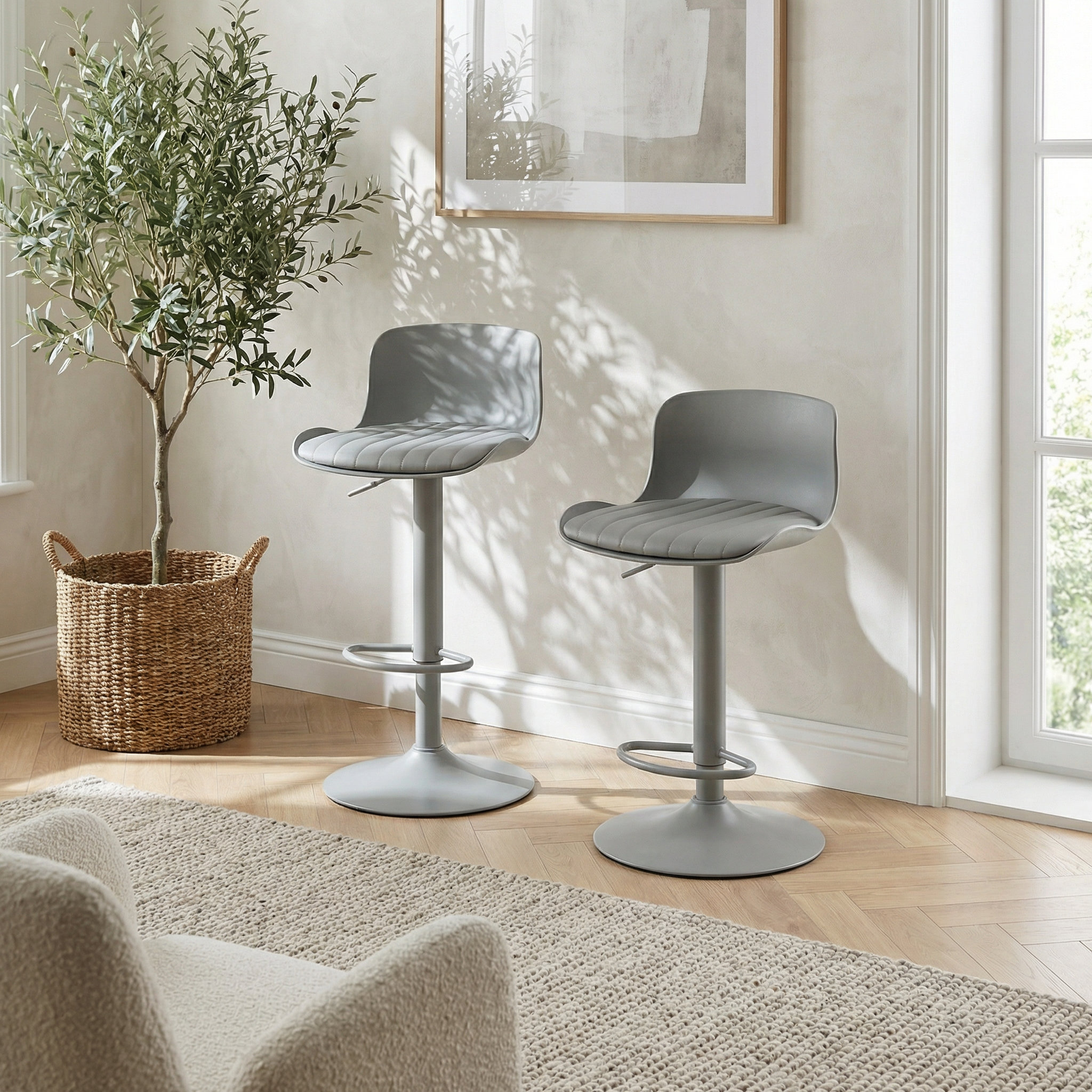 Wrought Studio™ Modern Adjustable Swivel Bar Stools Set of Two with ...