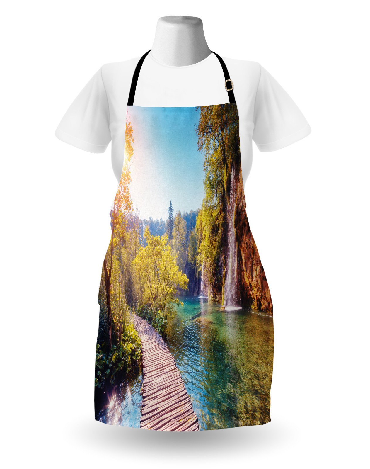 East Urban Home Nature Apron Unisex, Idyllic Lake Waterfall, Adult Size ...