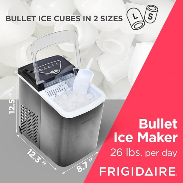 Frigidaire Bullet Ice Maker with 26 lbs. Capacity, Countertop Bullet ...