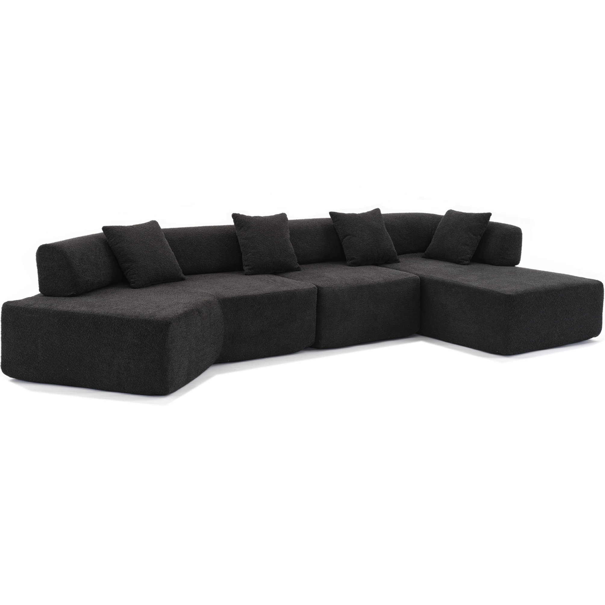 Latitude Run® Modern Minimalist 140" L-Shape Couch ,No Assembly ...