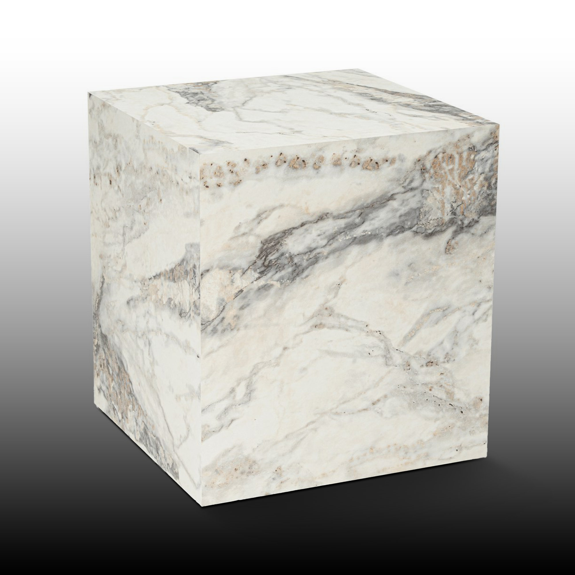 Orren Ellis Marble Style Cube End Table | Wayfair