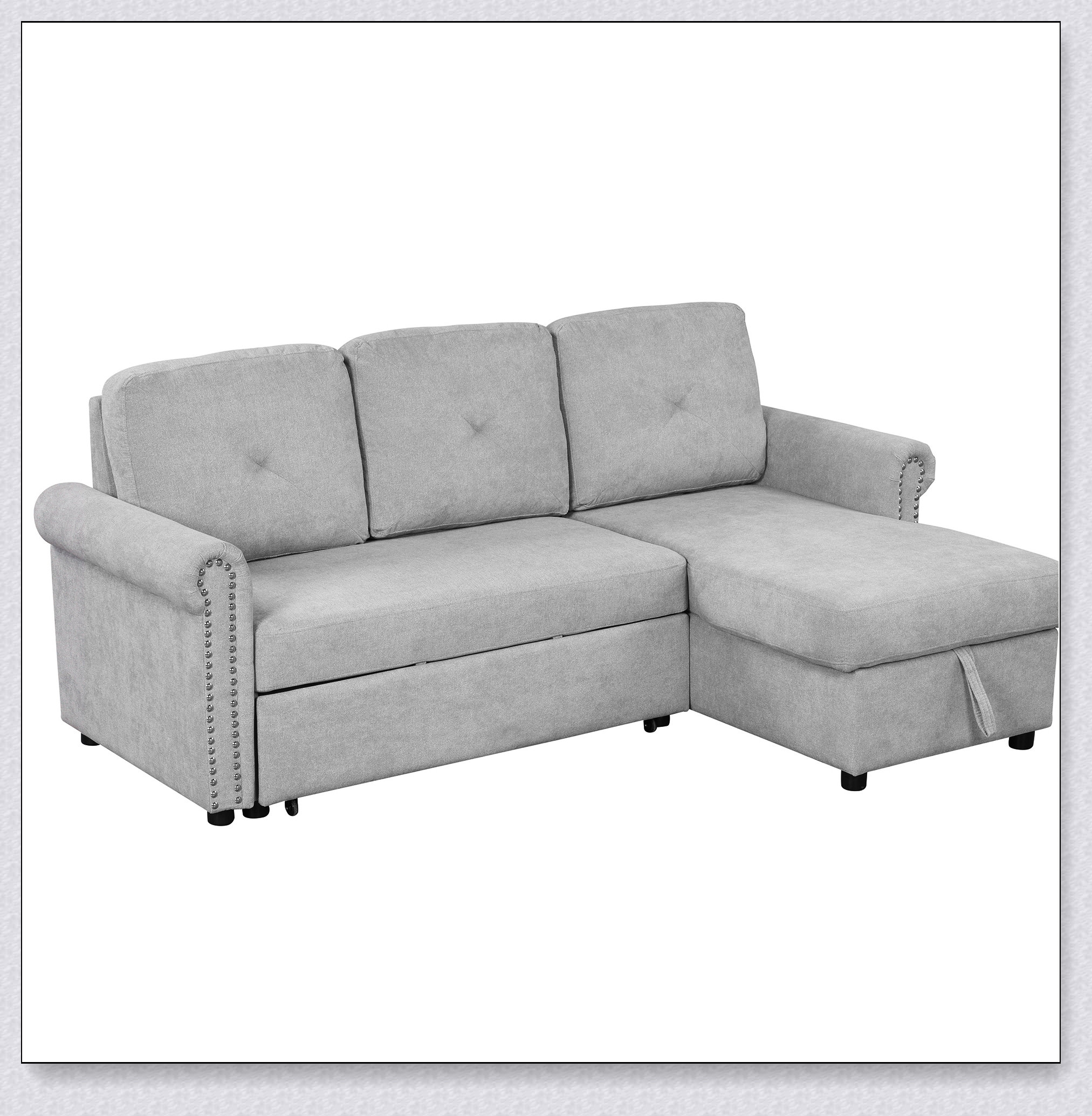 Alcott Hill® Sleeper Sofa Bed Convertible Sectional Couch, 3-Seater ...