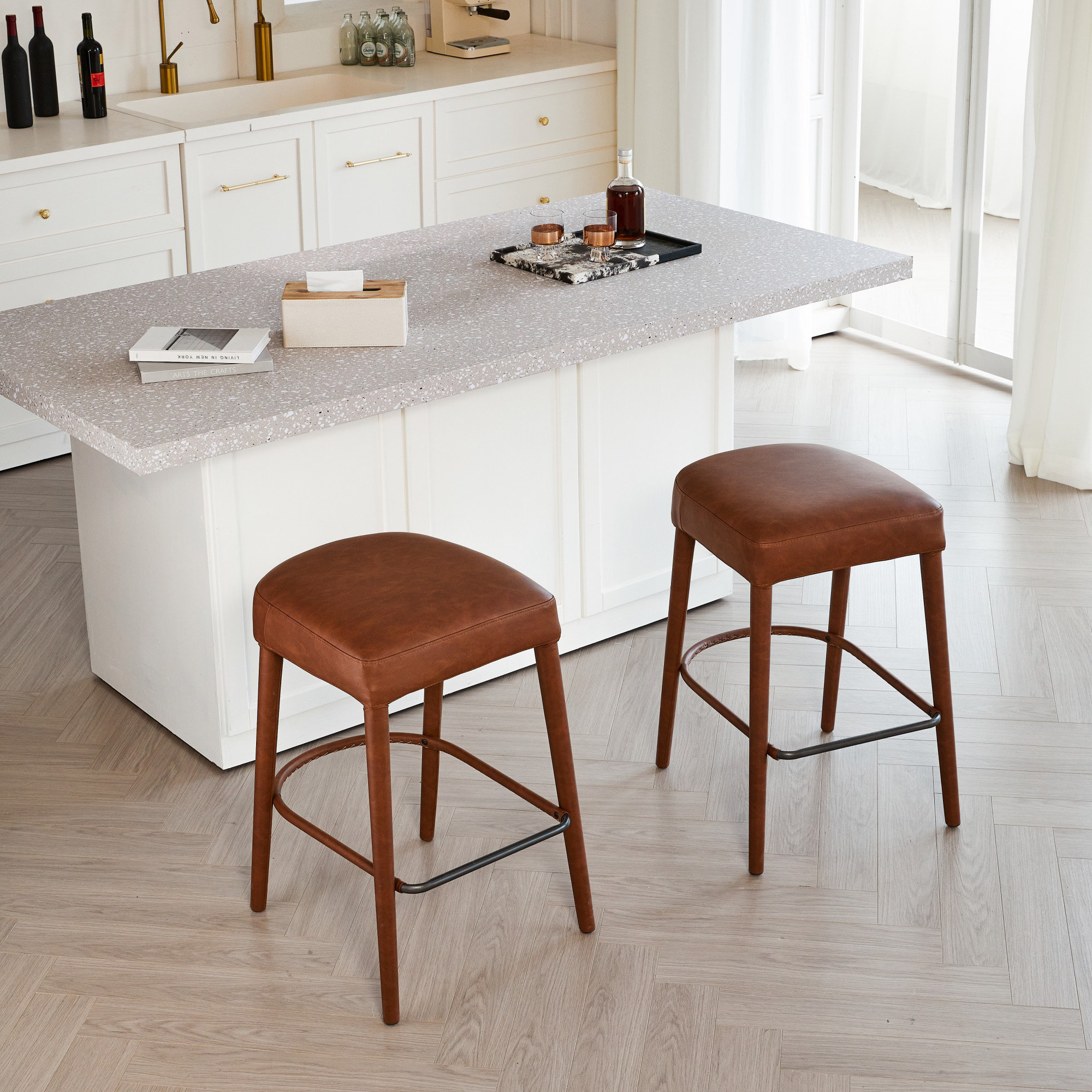 Latitude Run® Modern Upholstered Bar Stool – Comfortable Padded Seat ...