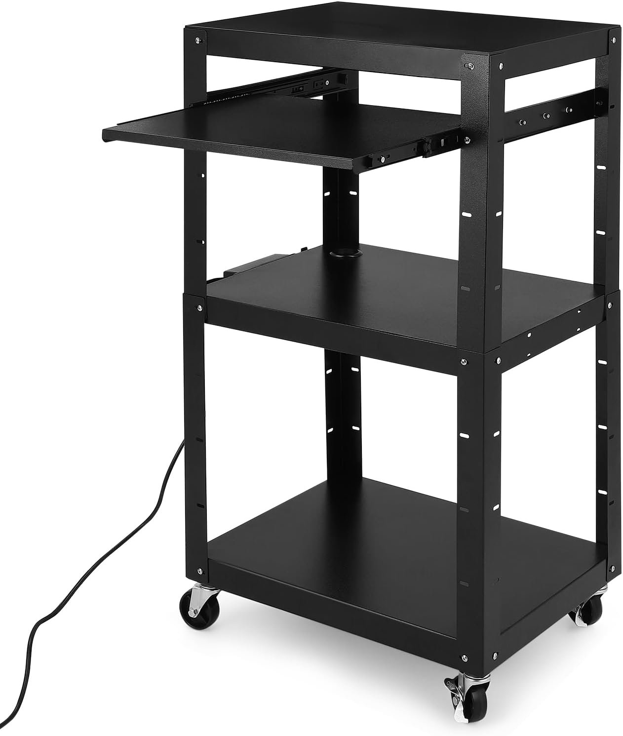ASOPIX AV Cart, 3-Layer Metal Presentation Cart with Locking Cabinet ...