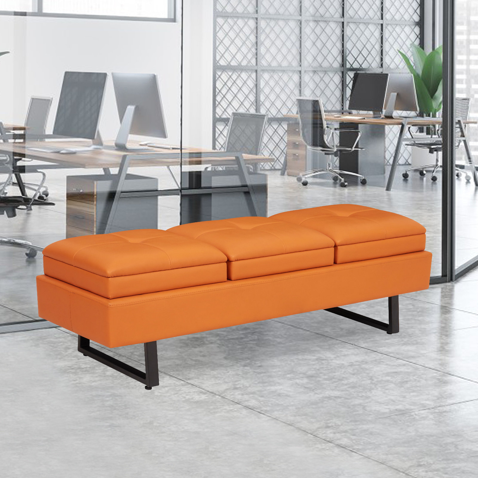 Ebern Designs Skelmersdale Faux Leather Office Bench | Wayfair