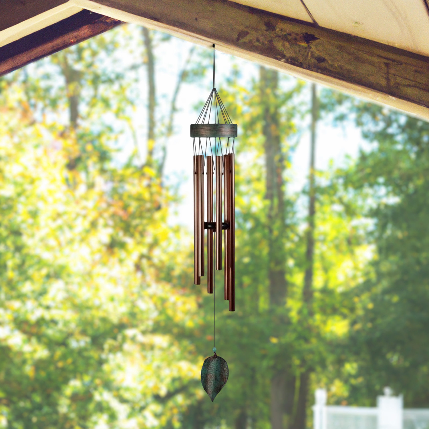 Arlmont & Co. Reiners 30" Long Black Oval Shape Wood Top Wind Chime ...