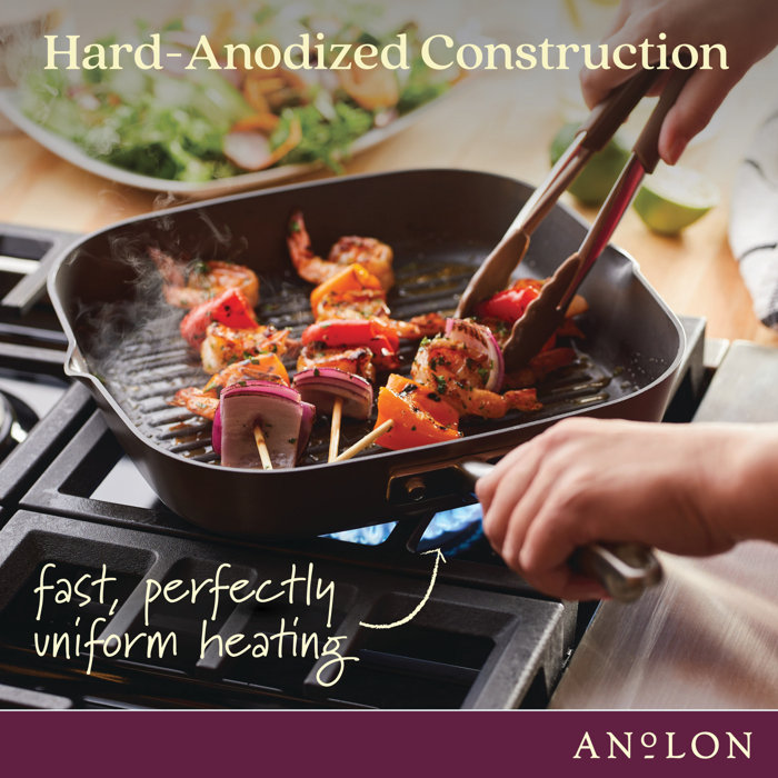 Anolon Advanced Home Hard Anodized Nonstick Deep Square Grill / Griddle ...