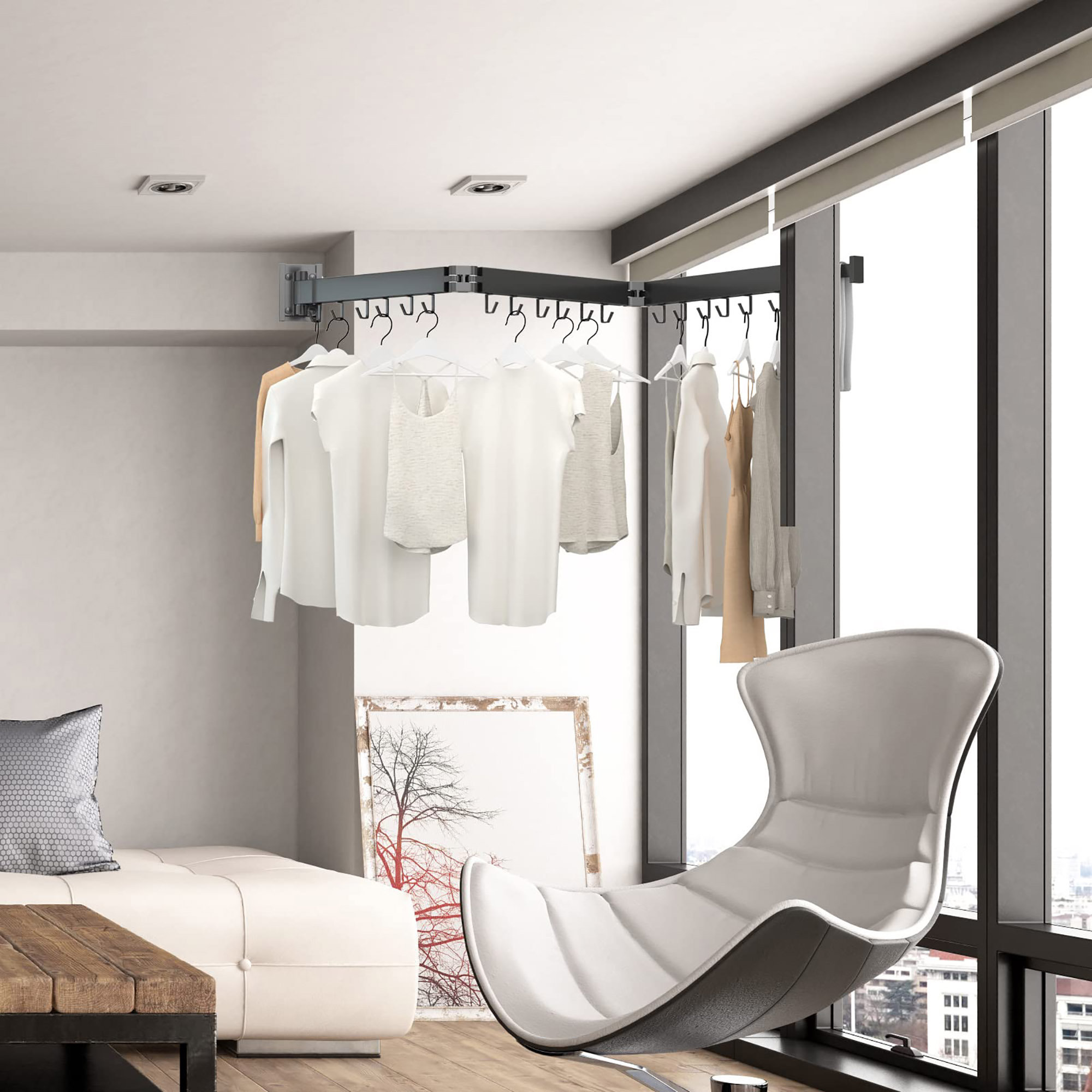 Rebrilliant Stainless Steel Foldable Wall-Mounted Drying Rack | Wayfair