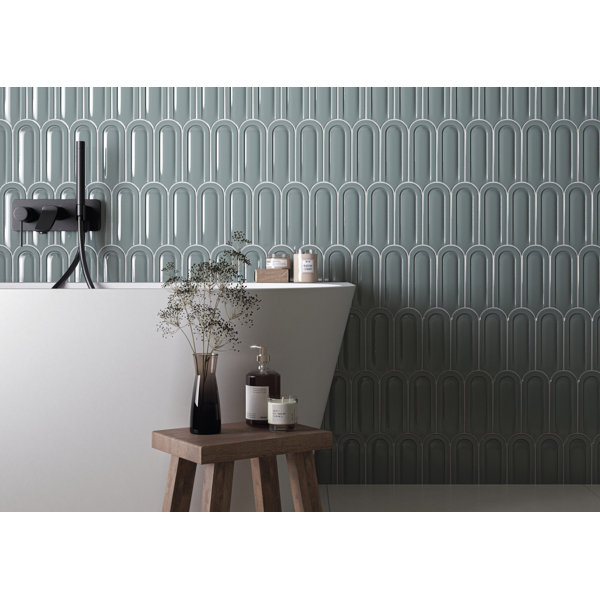 Soho Surfaces Gaia 3 in. x 8.5 in. Elongated Beveled Fan Ceramic Wall ...