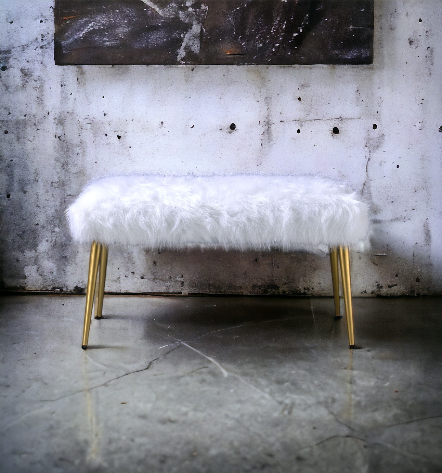 NFusion Yosef Faux-Fur Bench with Metal Legs - Wayfair Canada