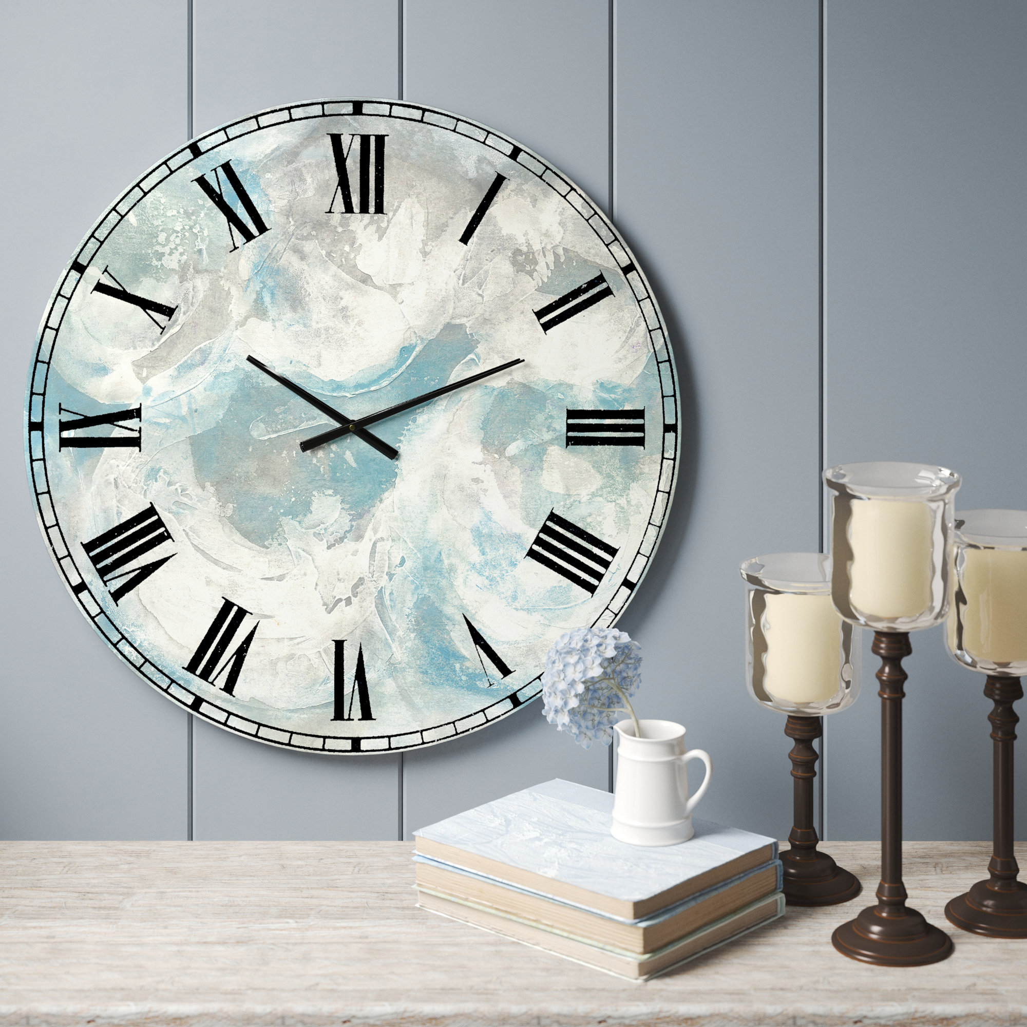 Rosecliff Heights Ambyr Pale Blue Shade IV - Coastal wall clock ...
