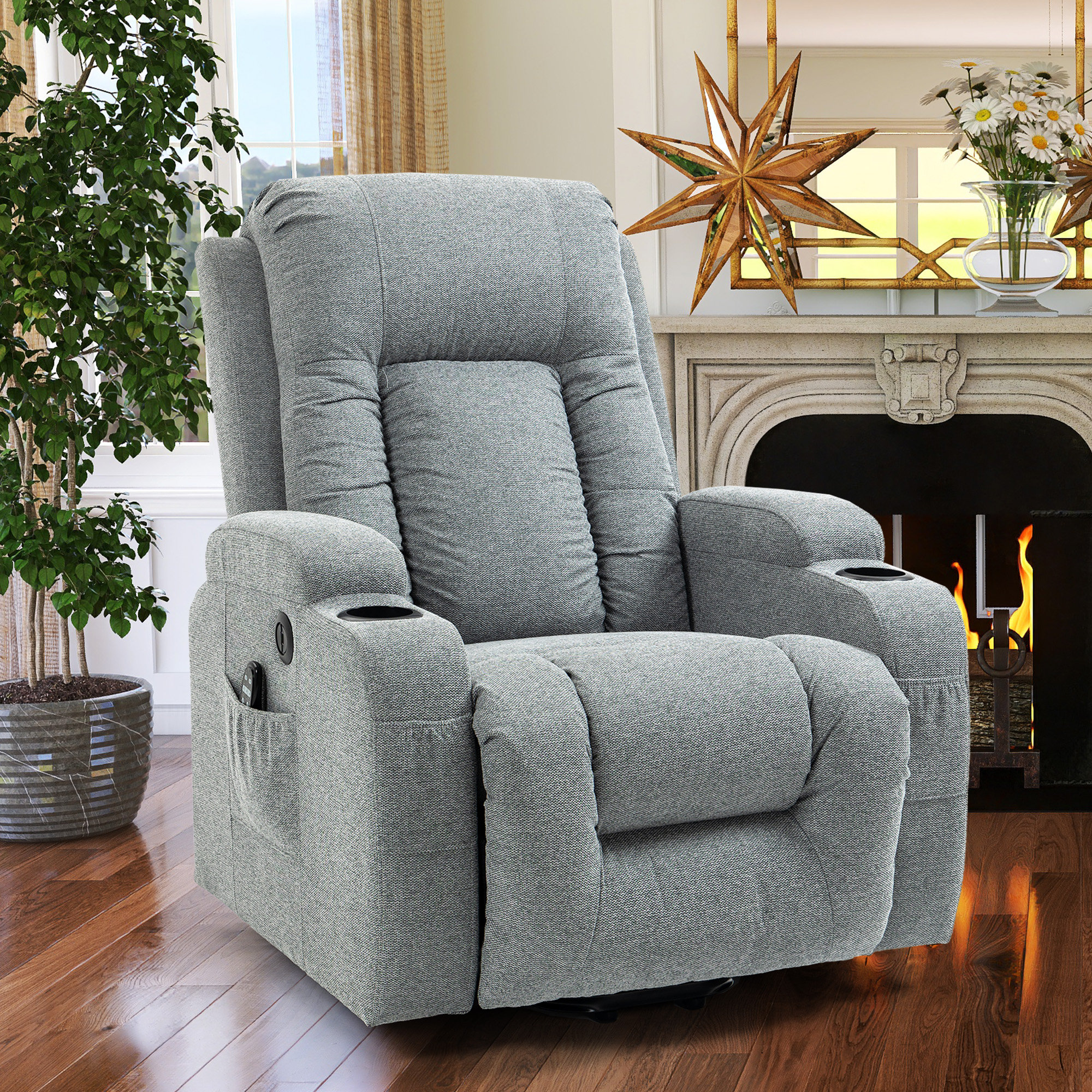 Latitude Run® Brevik 39.76" W Oversize Velvet Power Liftable Glider ...