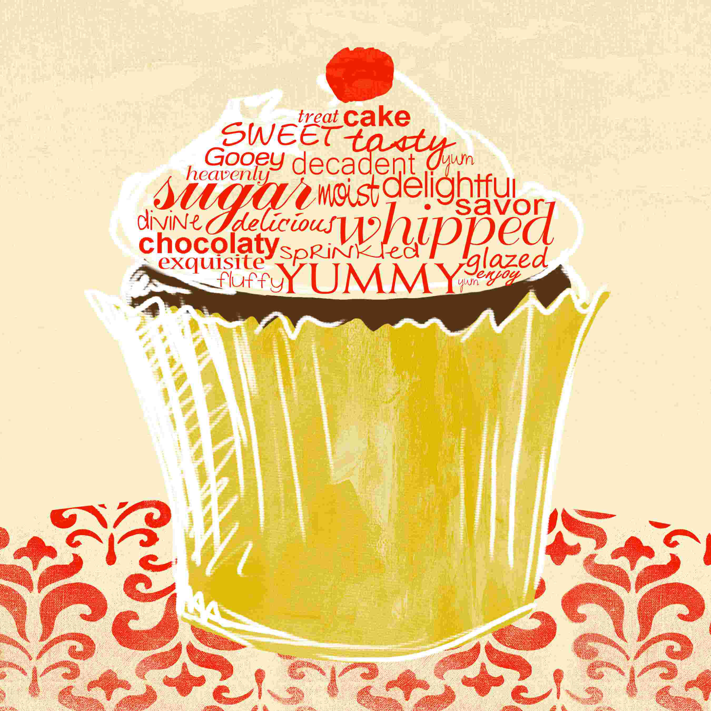 Trinx Wordy Cupcake - Wrapped Canvas Graphic Art | Wayfair