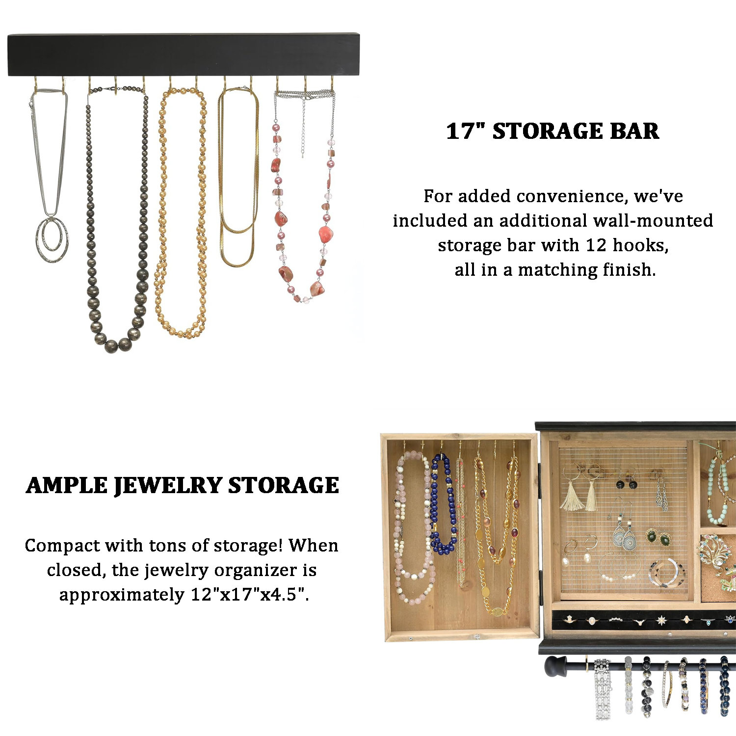 Foundry Select Solid Wood Wall Mounted Jewelry Box + | Wayfair