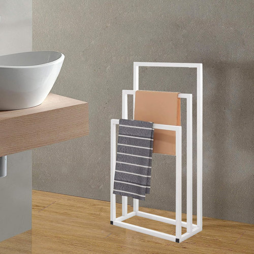 Rebrilliant Metal Freestanding 3-Tier Towel Rack Bathroom Towel Holder ...