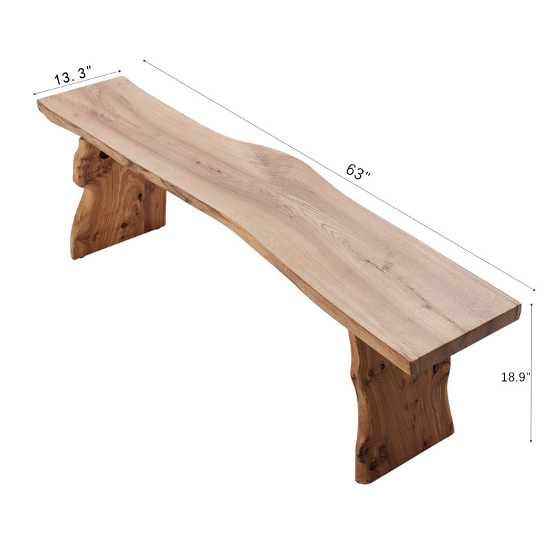 Millwood Pines Charleane Rustic Solid Wood Bench Elm Dining Bench ...
