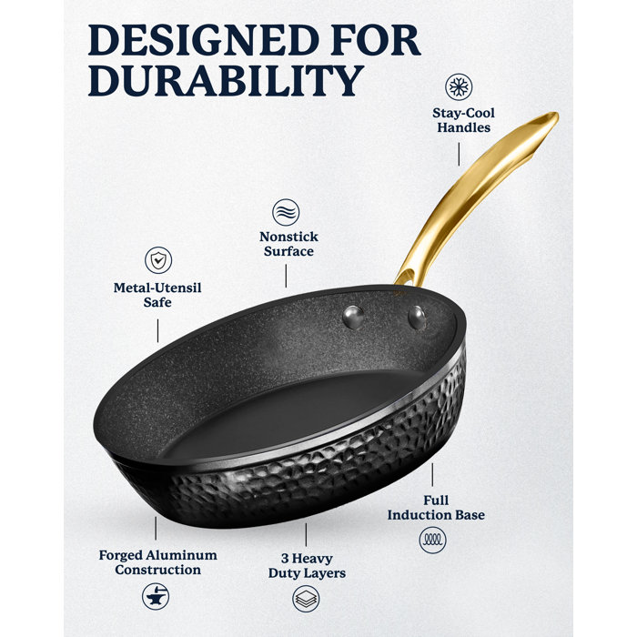 Granitestone Charleston Collection Hammered Black 15 Piece Nonstick ...