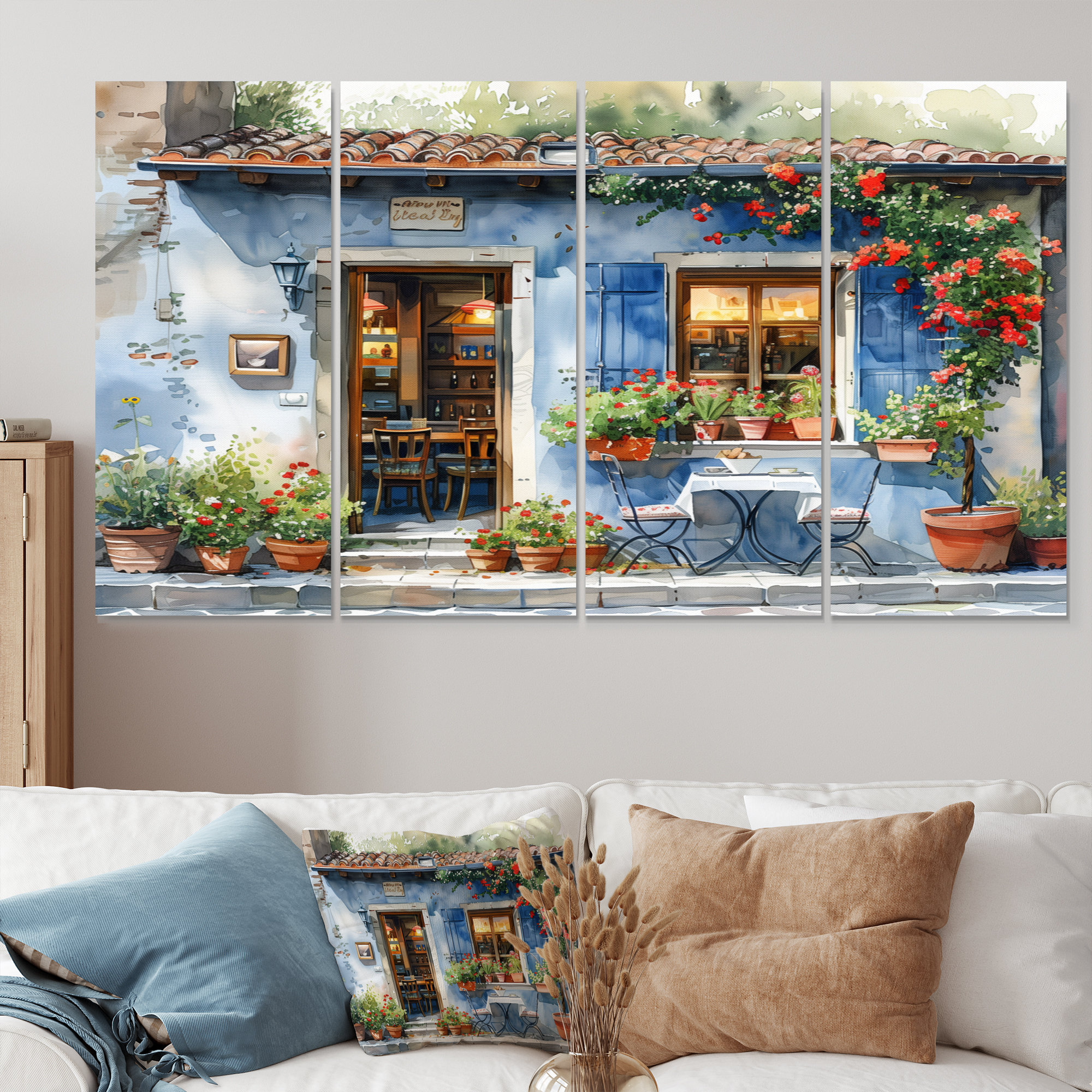 Lark Manor™ Blue Red Cozy Vintage Spring Shop - Stores & Shops Wall Art ...