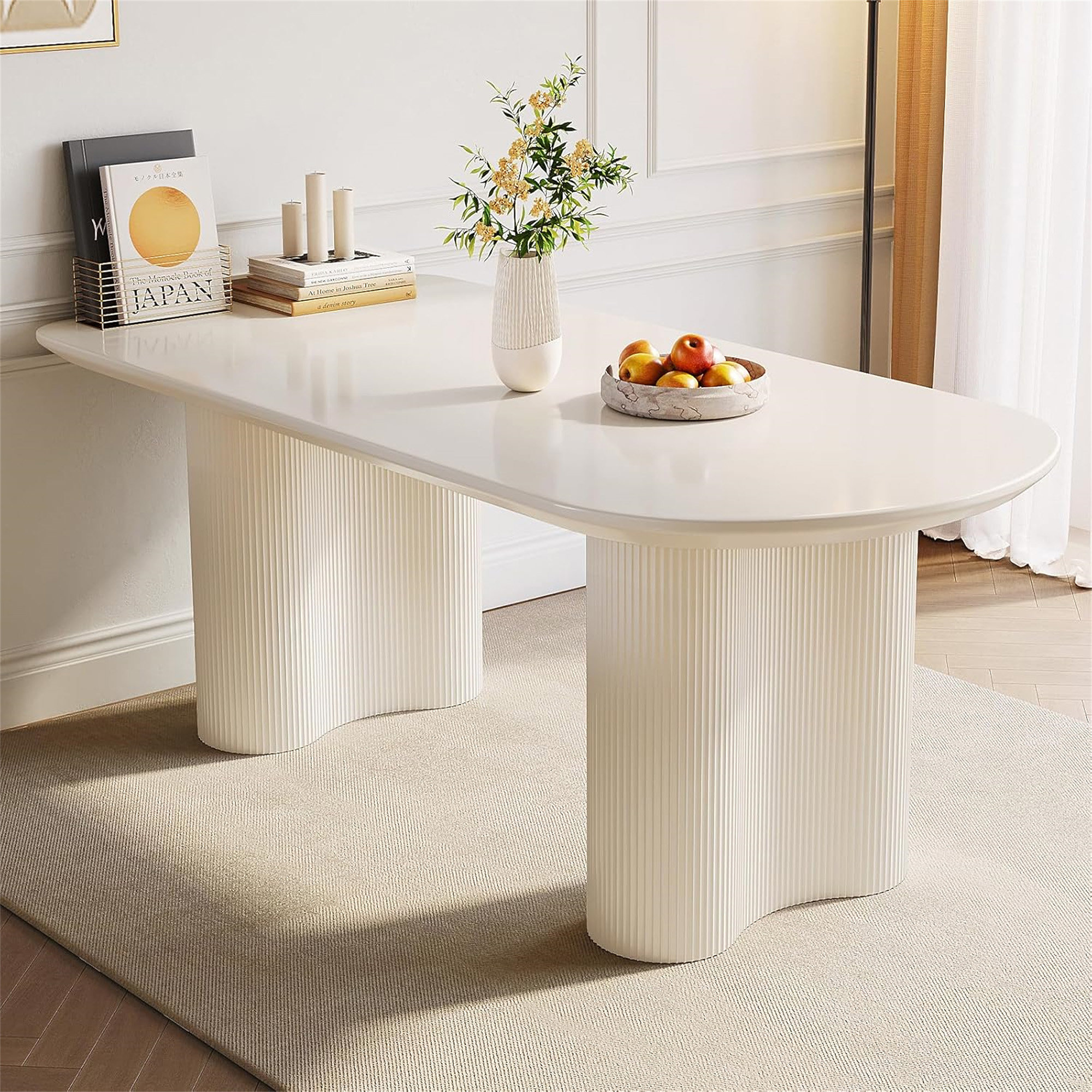 Brayden Studio® 63 "Modern Fashion Mdf New Cream Style Dining Table And ...