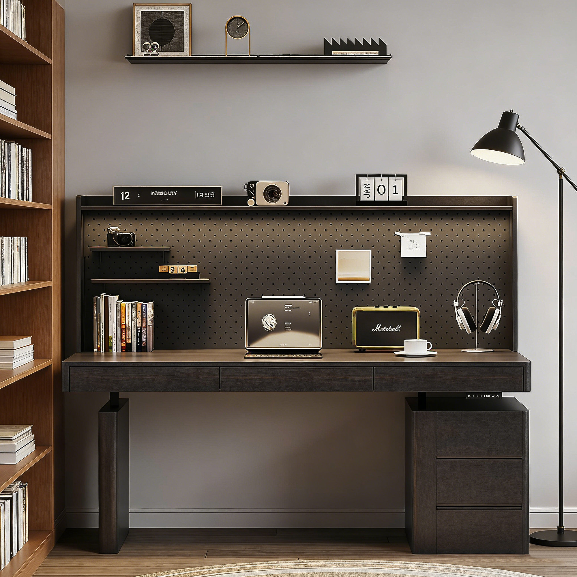 Orren Ellis Modern Light-Luxury Solid-Wood Electric Height-Adjustable ...