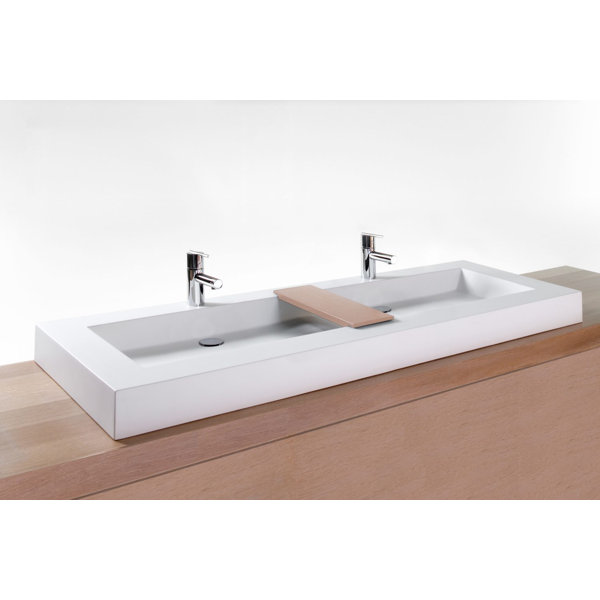 Wetstyle 60" Cube Collection Trough Lavatory, 4" Height, with Wood ...