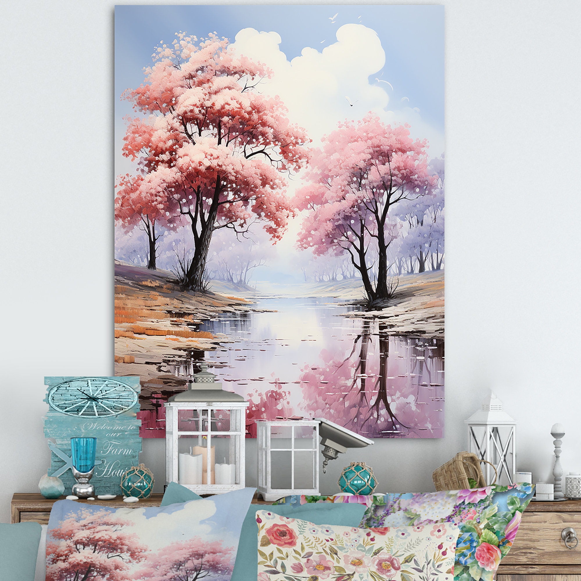 Winston Porter Pink Maple Trees Landscape - Tree Maple Canvas Art Print ...
