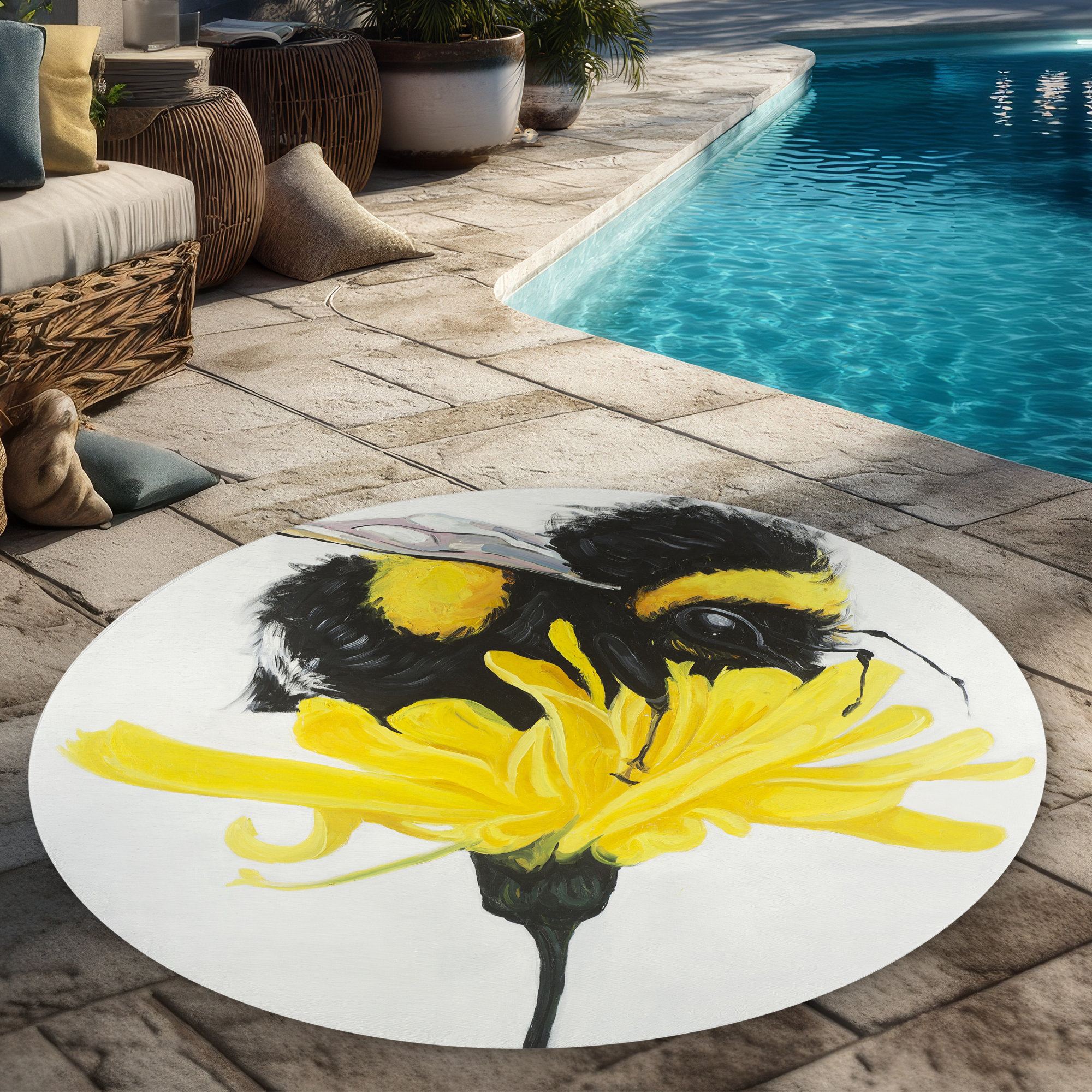 Begin Edition International Inc. Bumblebee on a Dandelion Round Outdoor ...