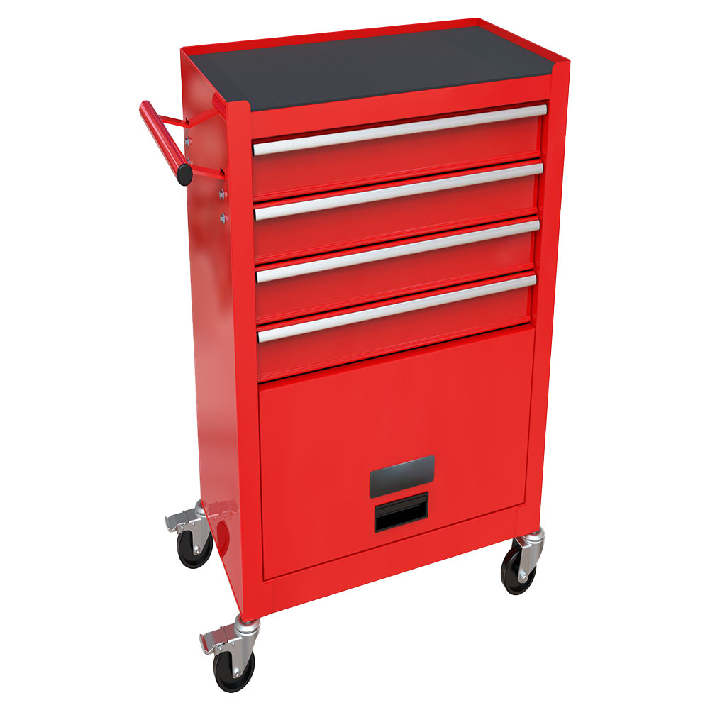 17 Stories 4-Drawer Tool Cabinet Tool Chest Rolling Tool Cart Black ...