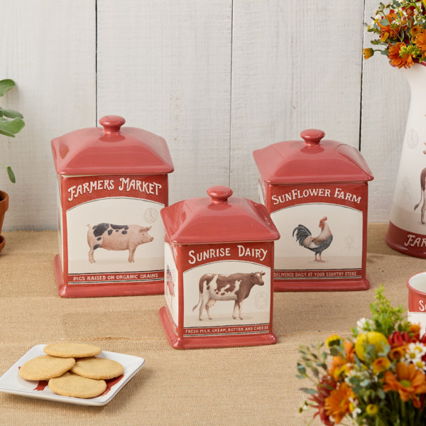 Certified International Vintage Farm Square Canister Set 3 pc. | Wayfair