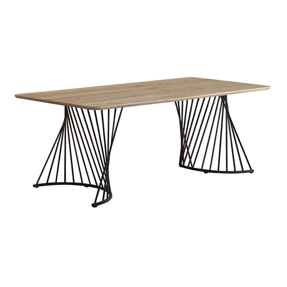 17 Stories Swirl Base Dining Table Natural Oak and Gunmetal - Wayfair ...