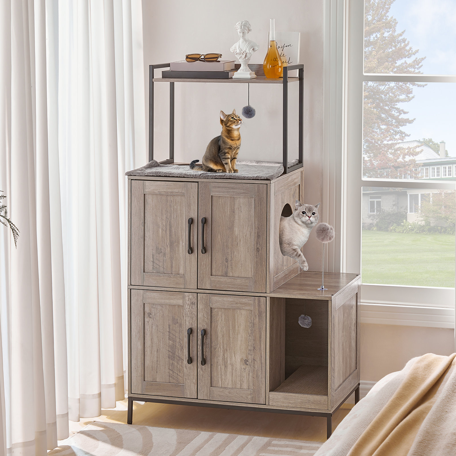 Tucker Murphy Pet™ 2 in 1 Hidden Cat Litter Box Enclosure Furniture ...