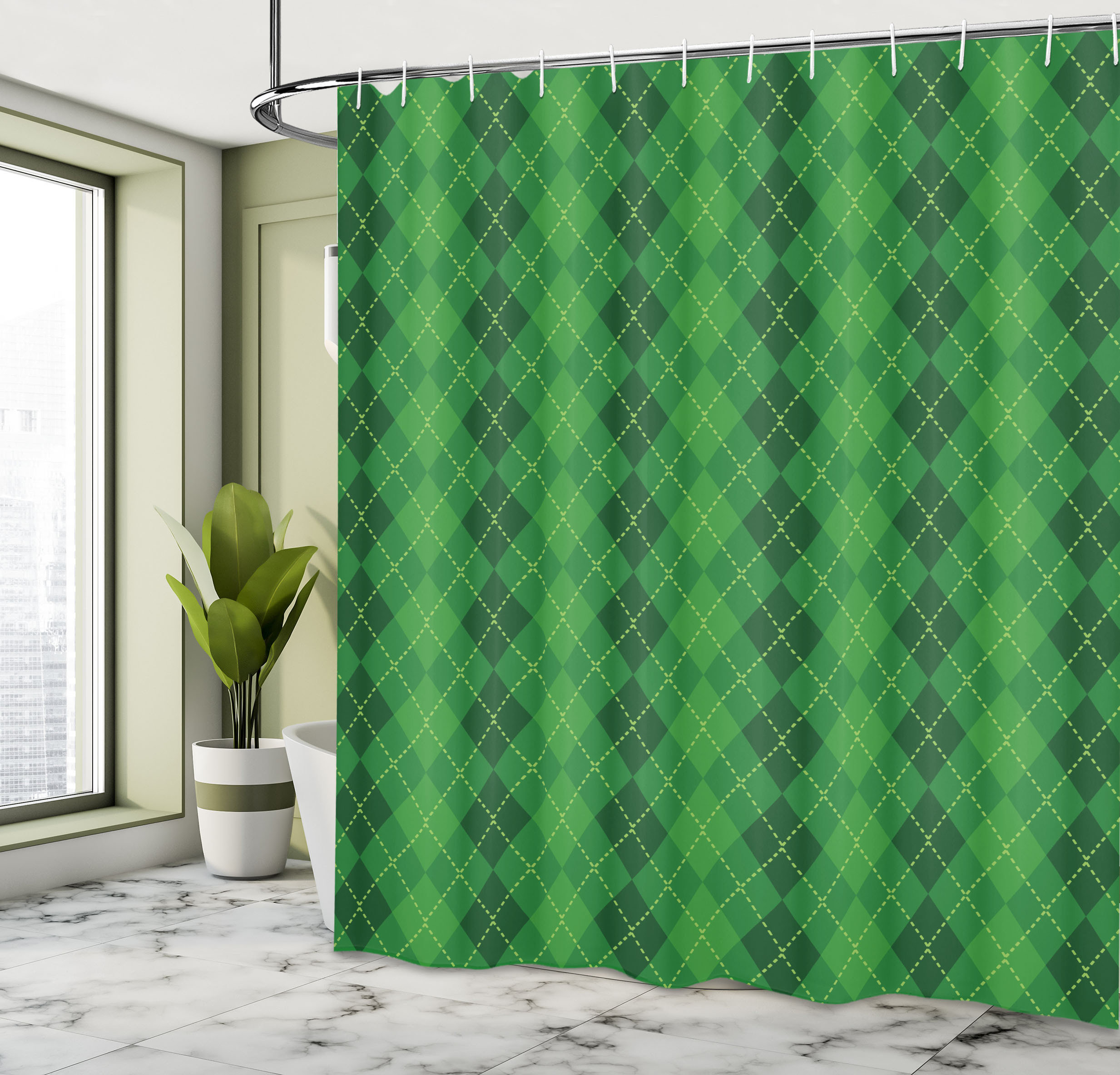 Bungalow Rose Irish Shower Curtain Tartan Inspired Plaid Green Dark ...