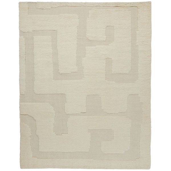 Tufenkian Mayan Flatweave Wool Geometric Area Rug in Ivory/Beige | Perigold