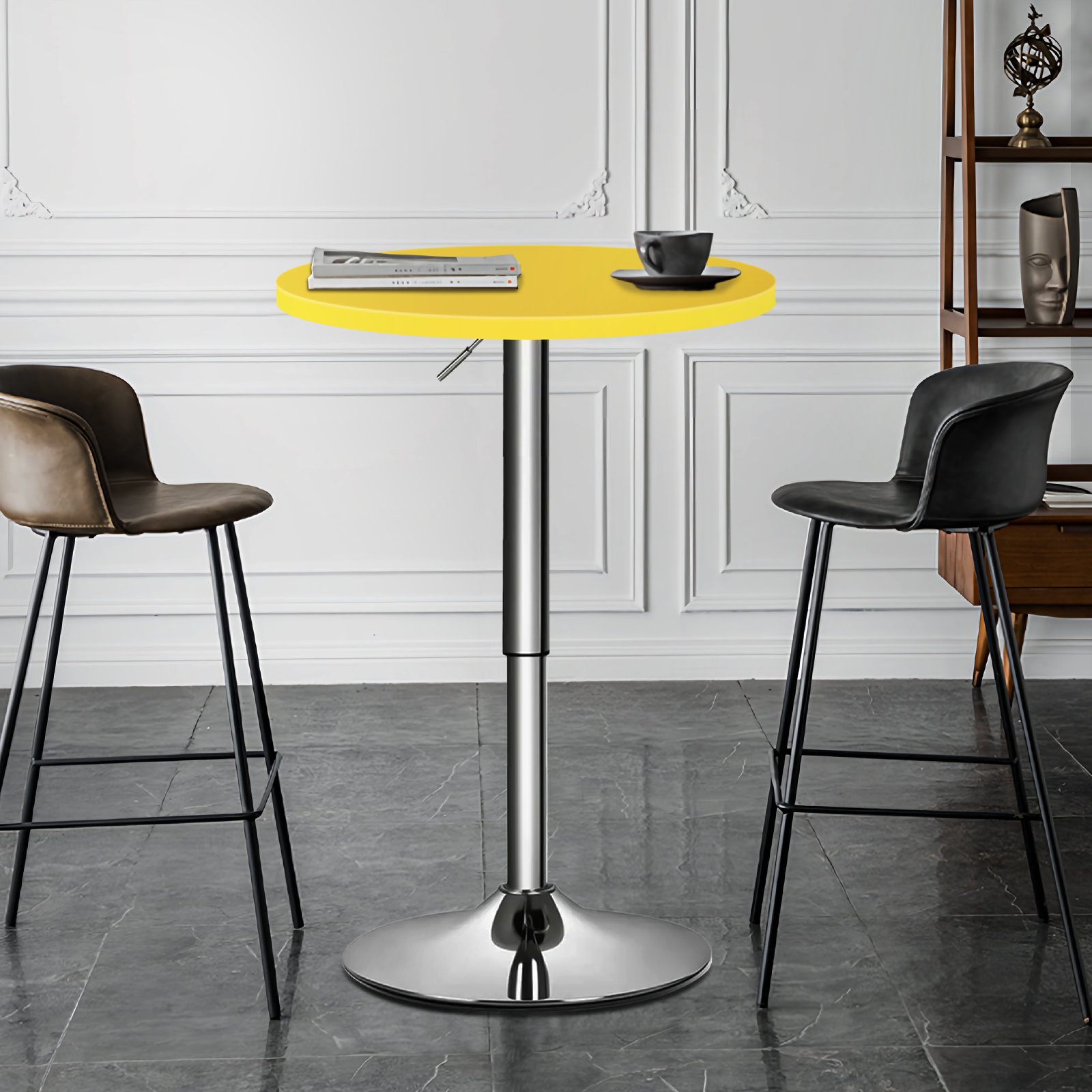 Orren Ellis Nakano Counter Height Pedestal Dining Table with Swivelling ...