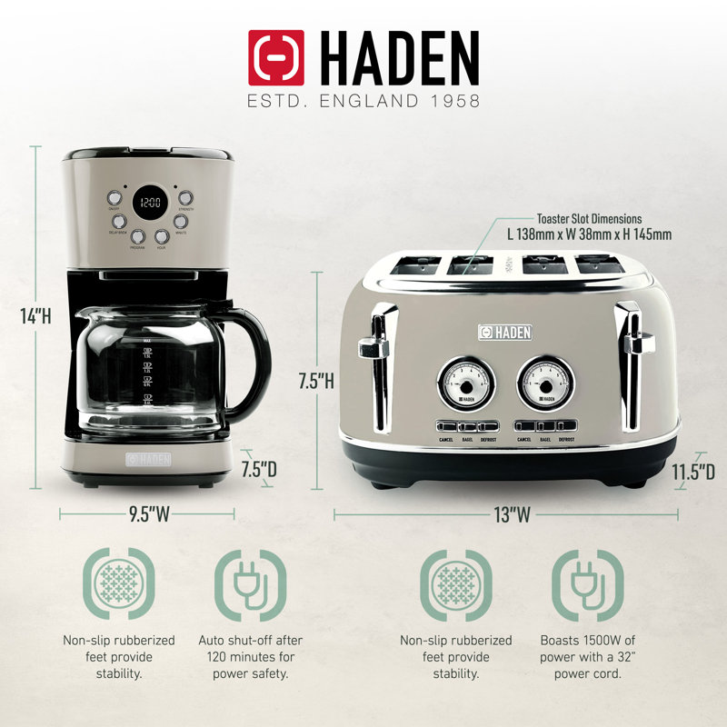 HADEN Dorset Putty Bundle with 4-Slice Toaster and Coffee Machine | Wayfair