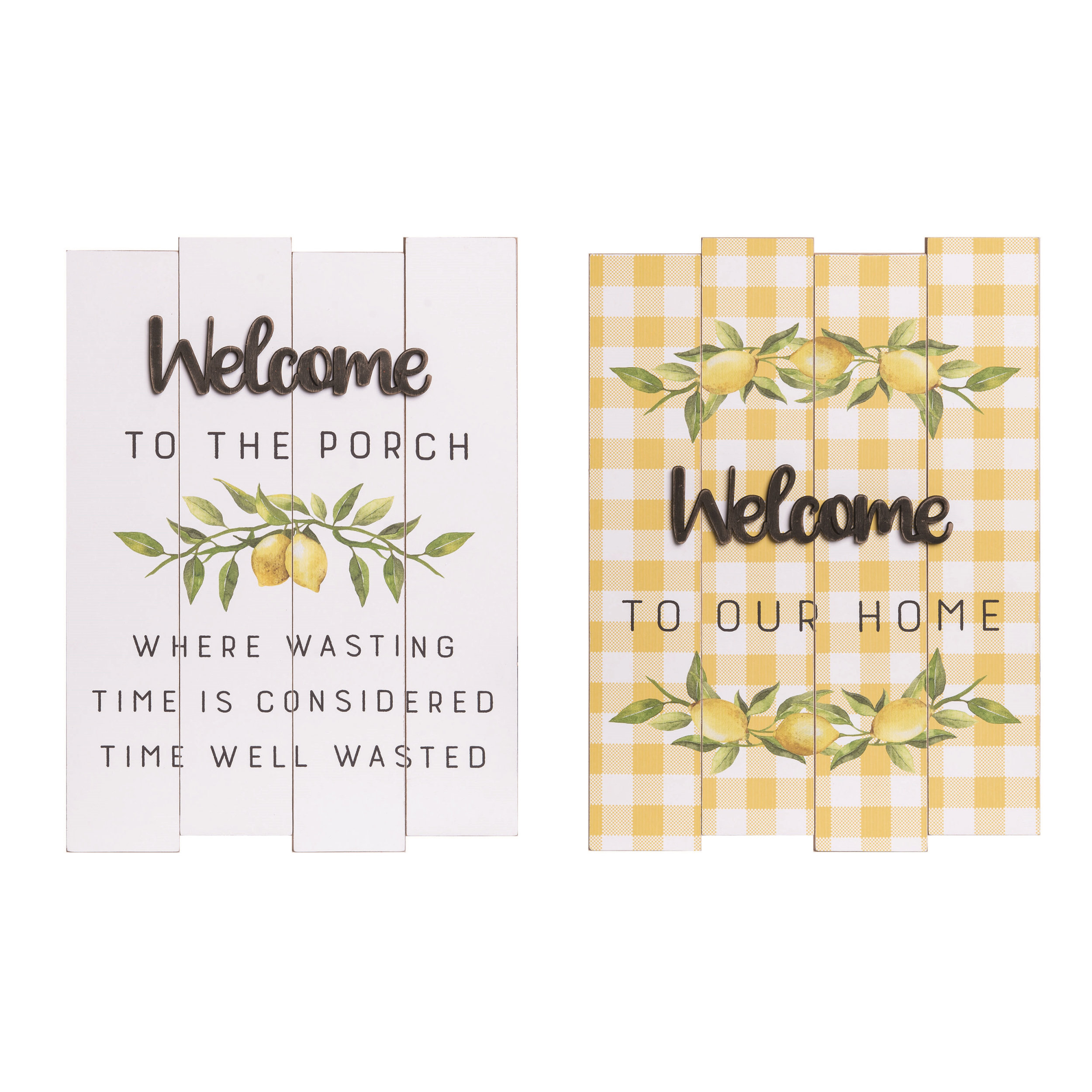 August Grove® MDF Lemon Slat Decor Set of 2 Spring Home Decorations ...