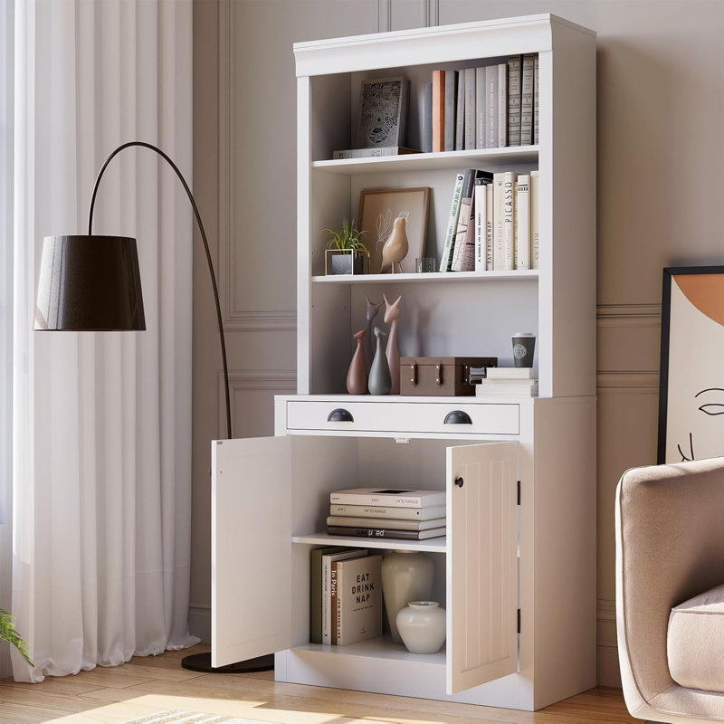 Winston Porter 5 Tier Bookshelf with Adjustable Shelves, 70-Inch Tall ...