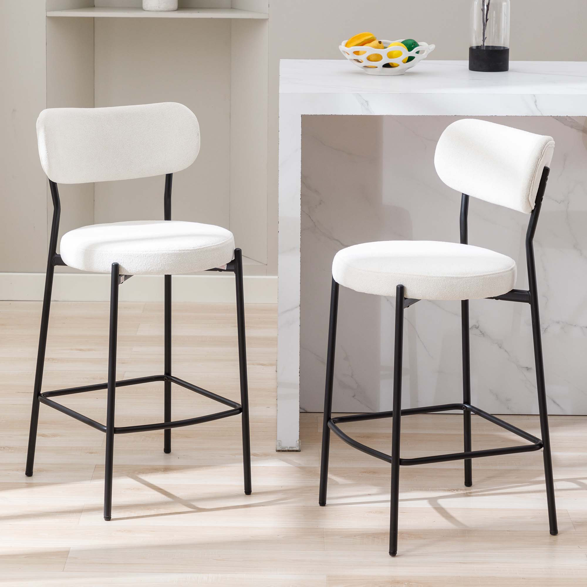 George Oliver Medfield 26'' Modern Upholstered Bar Stools with Curved ...