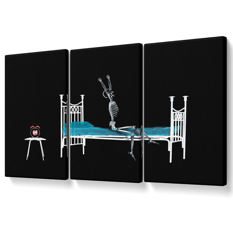 Maturi Skeleton Alarm Clock Canvas 3 Panel Set | Wayfair.co.uk