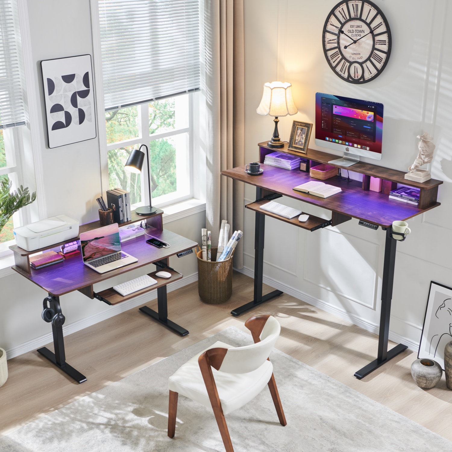 Latitude Run® Home Office Desk Set With 48"W & 60"W Standing Desk ...