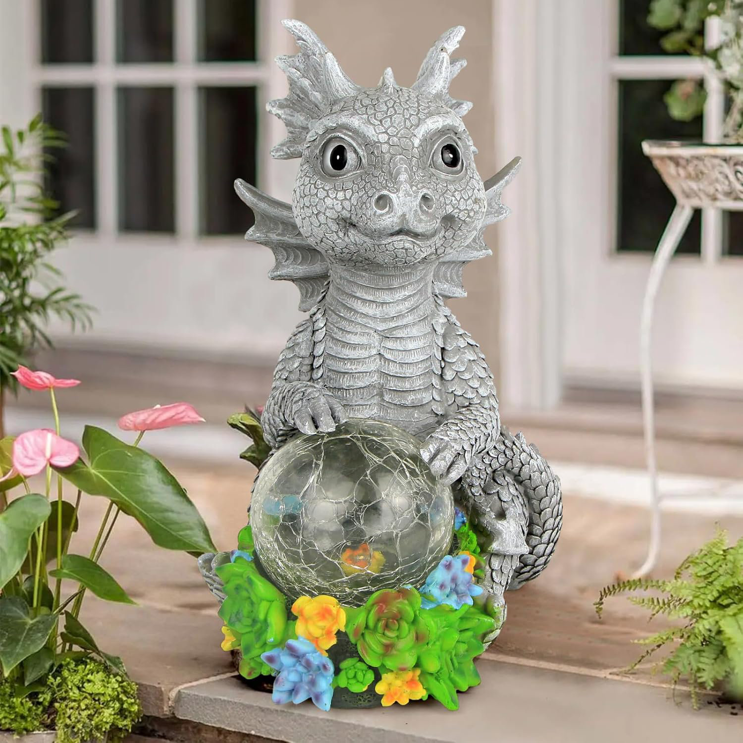 One Allium Way® Solar Garden Outdoor Statues Dragon | Wayfair